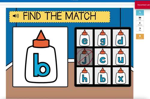 Back to School Glue Lowercase Letter Match digital task Boom Cards ...