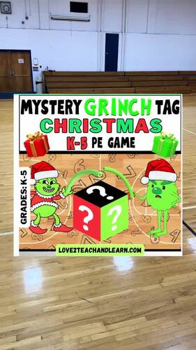 MYSTERY GRINCH TAG: Fun K-5 Holiday Christmas PE Games Gym Team Game ...