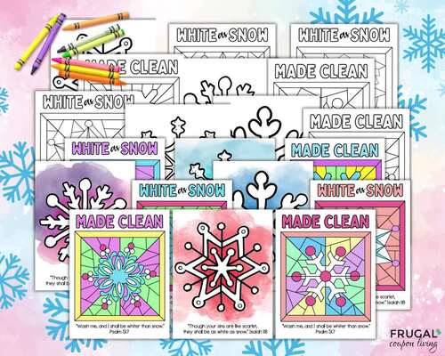 White as Snow Snowflake Bible Craft, Winter Bible Art Coloring Sheets ...