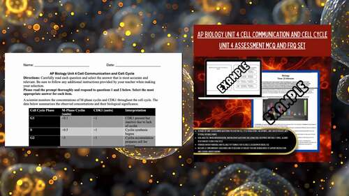 AP Biology UNIT 4 Cell Communication & Cycle Complete Test Assessment ...
