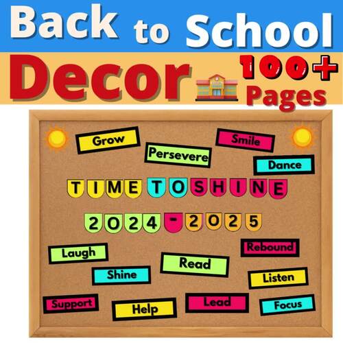 Back to School Decor Set Bulletin Board Door Time to Shine by DadsDesigns