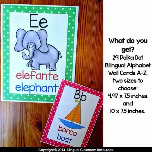 Bilingual Alphabet Wall Cards by Bilingual Classroom Resources | TPT