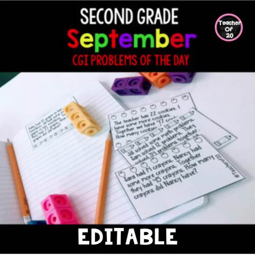 Back to School Math Word Problems for 2nd Grade by Teacherof20 | TPT