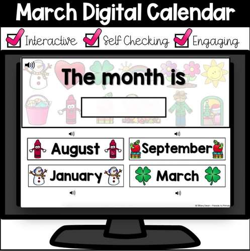 March Calendar & Questions - DIGITAL & PRINTABLE - Distance Learning - Boom