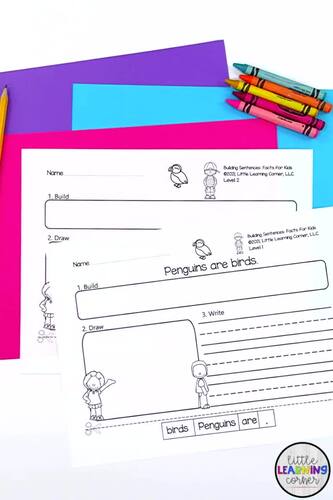 Building Sentences Penguin Facts for Kids | Kindergarten First Grade ...