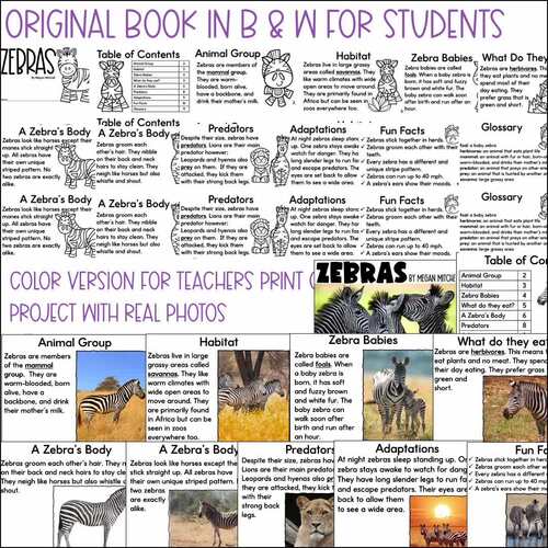 Zebras Nonfiction Unit and True or False Google Slides Activity Bundle