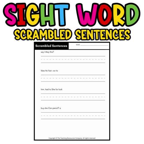Sight Word Scrambled Sentences&Cloze Sentences|First Grade Sight Word ...