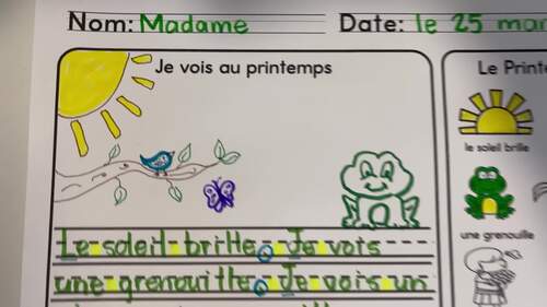 French Spring Writing Prompts | Écriture et Vocabulaire K-2 Worksheets