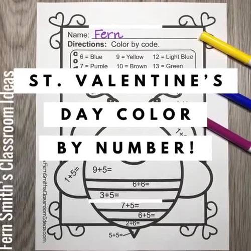 Valentine's Day Color By Number Addition and Subtraction Bundle | TPT