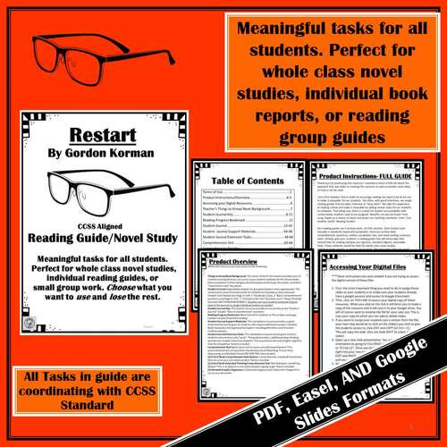 Restart | Reading Guide | Book / Literature Novel Study |FULL | Gordon ...