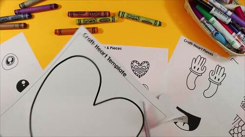 Valentine's Day Craft and Writing Prompt Worksheets, Heart Art Activity