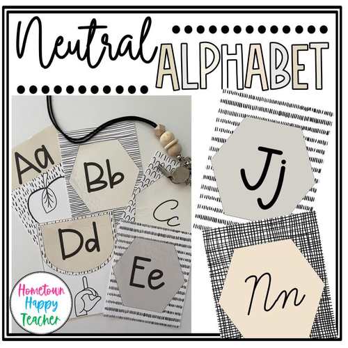 Neutral Theme Classroom Decor | Alphabet Posters | TPT