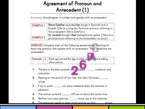Pronoun Antecedent Agreement Worksheets | Assessments | Reviews | ELA