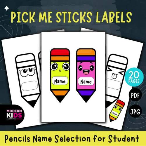 Pick Me Sticks Labels - Pencils Name Selection for Student | TPT