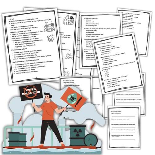 Water Pollution Reading Comprehension Worksheets | Middle School Science
