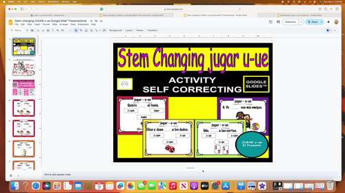 Stem-Changing Verb Bundle o-ue, e-ie, e-i, u-ue, Google slide™ self ...