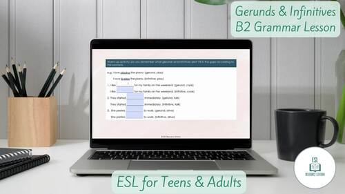 Gerunds and Infinitives - Adult B2 ESL Grammar Lesson, Worksheets ...