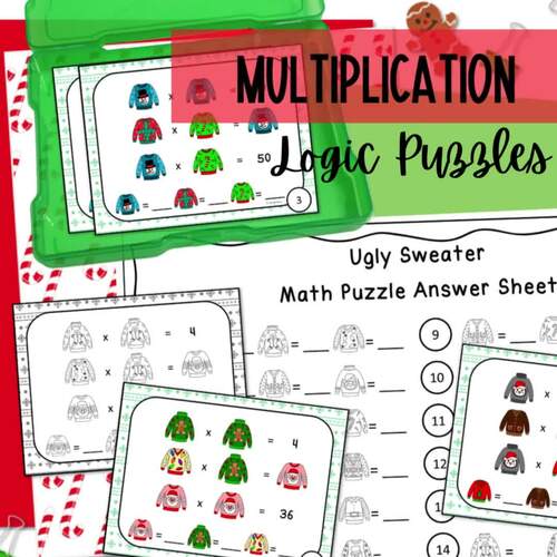Ugly Sweaters Christmas Logic Puzzle Math Task Cards Multiplication
