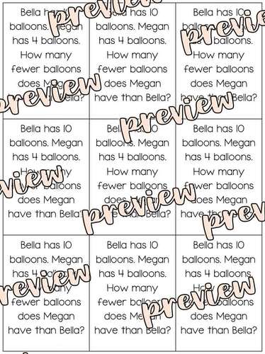 Comparing Word Problems – First Grade Math Word Problems by Anh Huynh