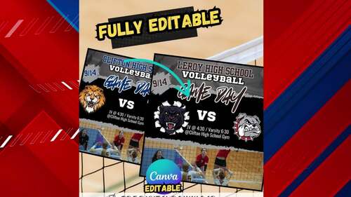 Editable Volleyball Social Media Templates | Canva Digital Graphics for ...