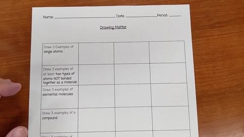 VIDEO GUIDED Drawing Matter Graphic Organizer (MS-PS1) Great Sub Plans!