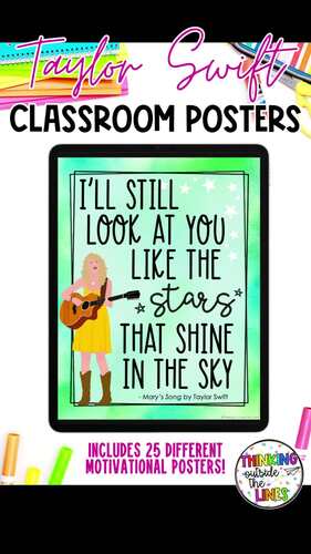 Taylor Swift Motivational Poster Set | Classroom Decor Set | TPT