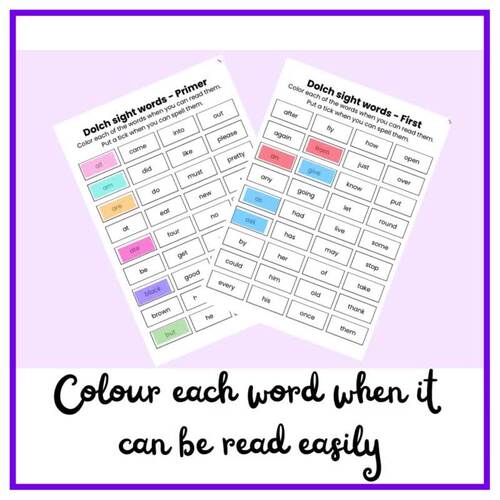 Dolch Sight Words Assessment Tracker by 123Miss Poppins | TPT