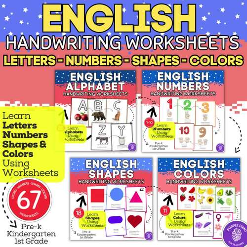 English Letters, Numbers, Shapes & Colors Printable Handwriting ...