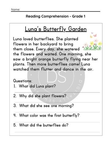 Reading Comprehension Grade 1 - 2 Worksheets Set 1 | 25 Short Stories ...