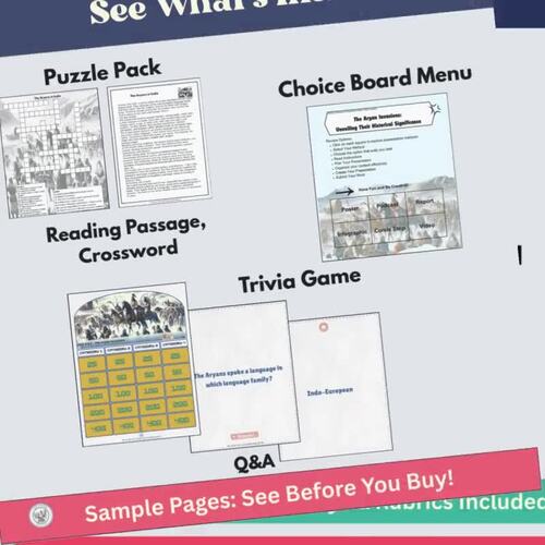 HSS 6.5.2 Bundle: The Aryan Invasions • Puzzle Pack, Trivia Game ...