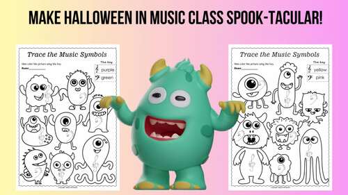 Music Tracing and Coloring Pages | Monster-Themed Music Worksheets | No ...