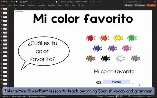 Elementary Spanish Lesson Slides Colors & Shapes Los colores y las ...