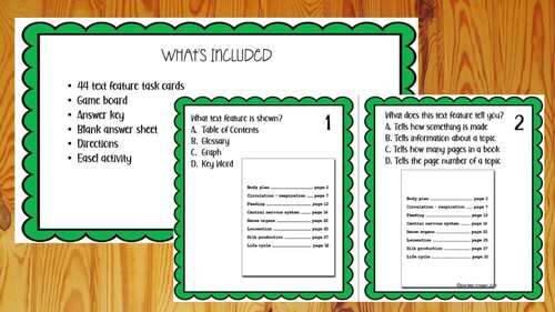 NONFICTION TEXT FEATURES Digital Task Cards - A Board Game Included!