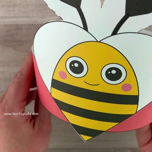Valentine Headband- Valentine's Day Bee Paper Hat Craft - Coloring Crown