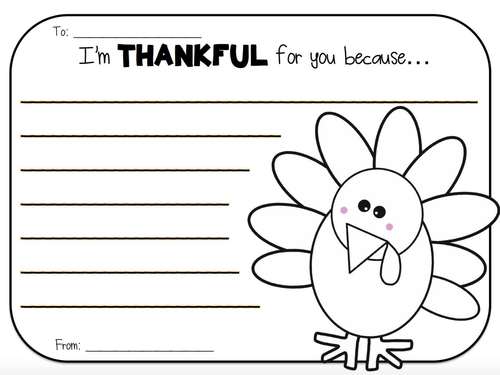 Thanksgiving Turkey Gram THANKFUL Note (Color-In!) | TPT