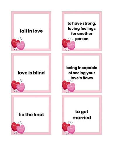 Valentine's Day Game ESL Flashcards Figurative Language Holiday Center ...