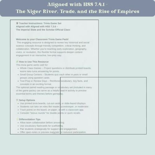 HSS 7.4.1 Trivia Game: The Niger River, Trade, and the Rise of Empires