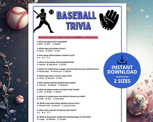 Baseball Trivia Game, Kids Sports Quiz Worksheet, Classroom Activity ...