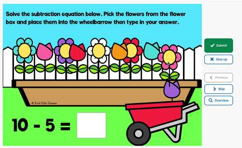 Spring Flower Subtraction Within 10 Boom™ Cards (digital task cards)