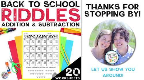 Double-Digit Addition & Subtraction Riddles Worksheets | Back to School ...