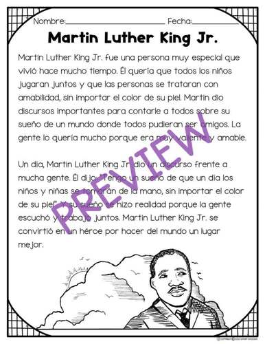 Spanish Martin Luther King Jr. Activities No Prep Packet Printable and ...