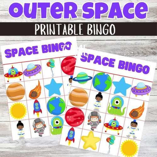 Printable Solar System Outer Space Astronaut Bingo Game Centers Indoor Game
