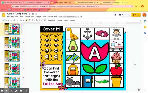 SPRING Alphabet and Beginning Letter Sounds Digital Activities | Google ...