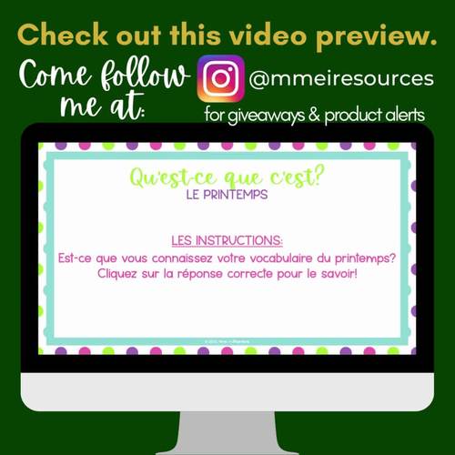 Qu’est-ce que c’est? French Spring Vocabulary GAME | Digital | Le printemps