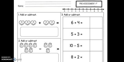 First Grade Math Pre-Assessment Beginning of Year Math Test ...