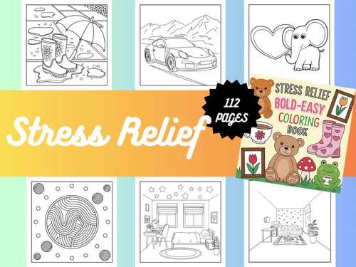 Cute Animals Coloring Book | 112 Large Print Designs Pages | Stress ...