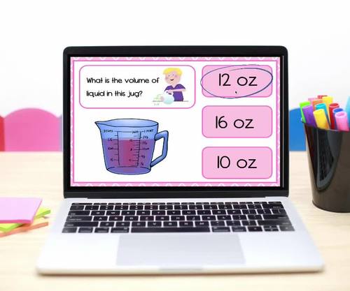 Liquid Volume Measurement Boom Cards - Measuring Liquid Ounces - 3rd grade