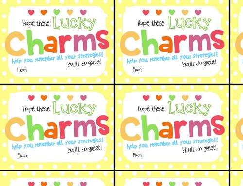 Charm Bracelet/ Lucky Charms Testing Motivation Treat Tag-Hope these ...