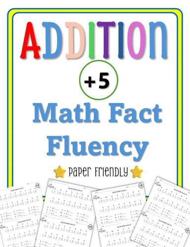 Math Fact Fluency +5 (Addition Timed Test) Half-Sheet | TPT