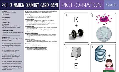 Geography Pict-0-Nation Country Guessing Game by Geography and Math ...